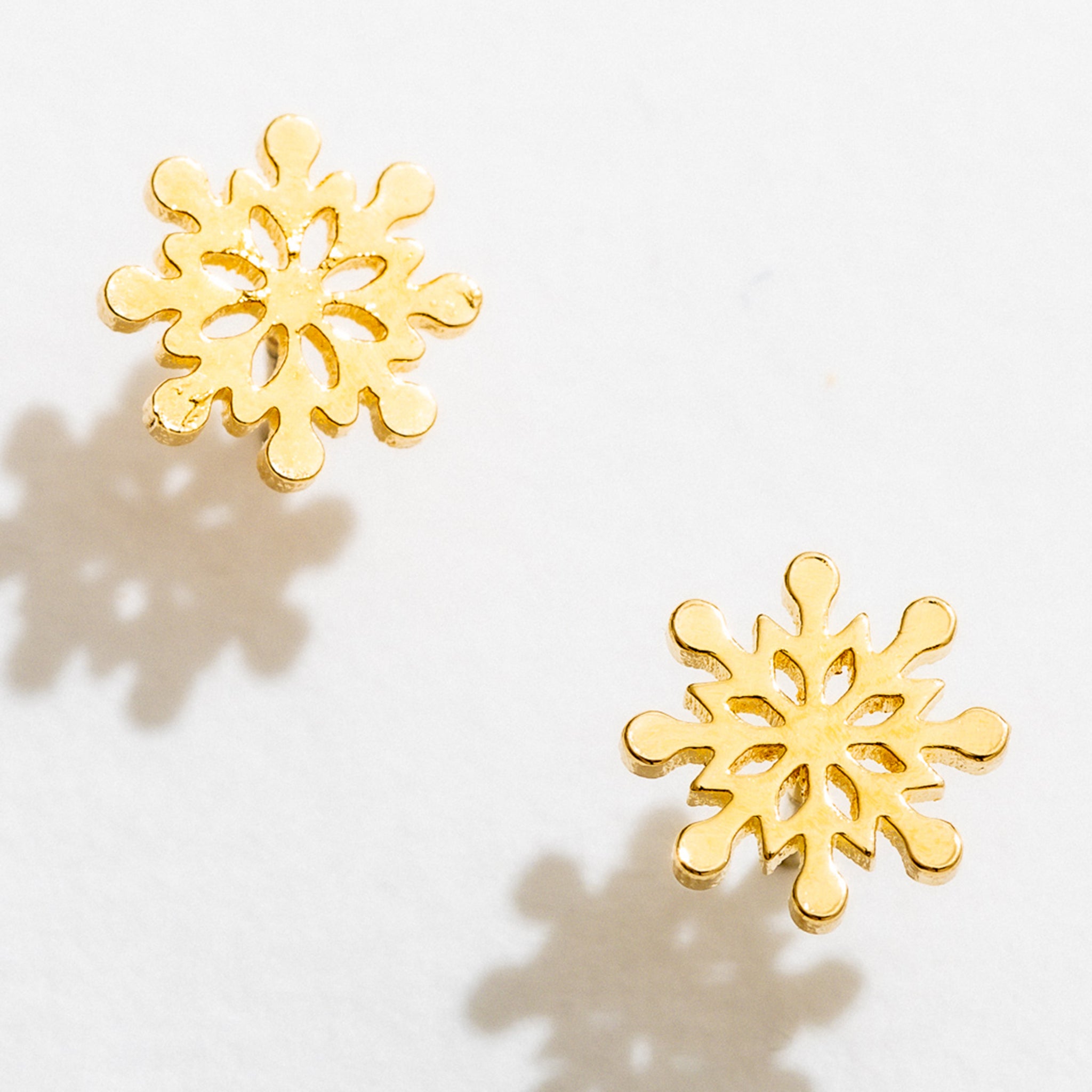 Snowflake Studs | Gold Plated Winter Earrings | Larissa Loden
