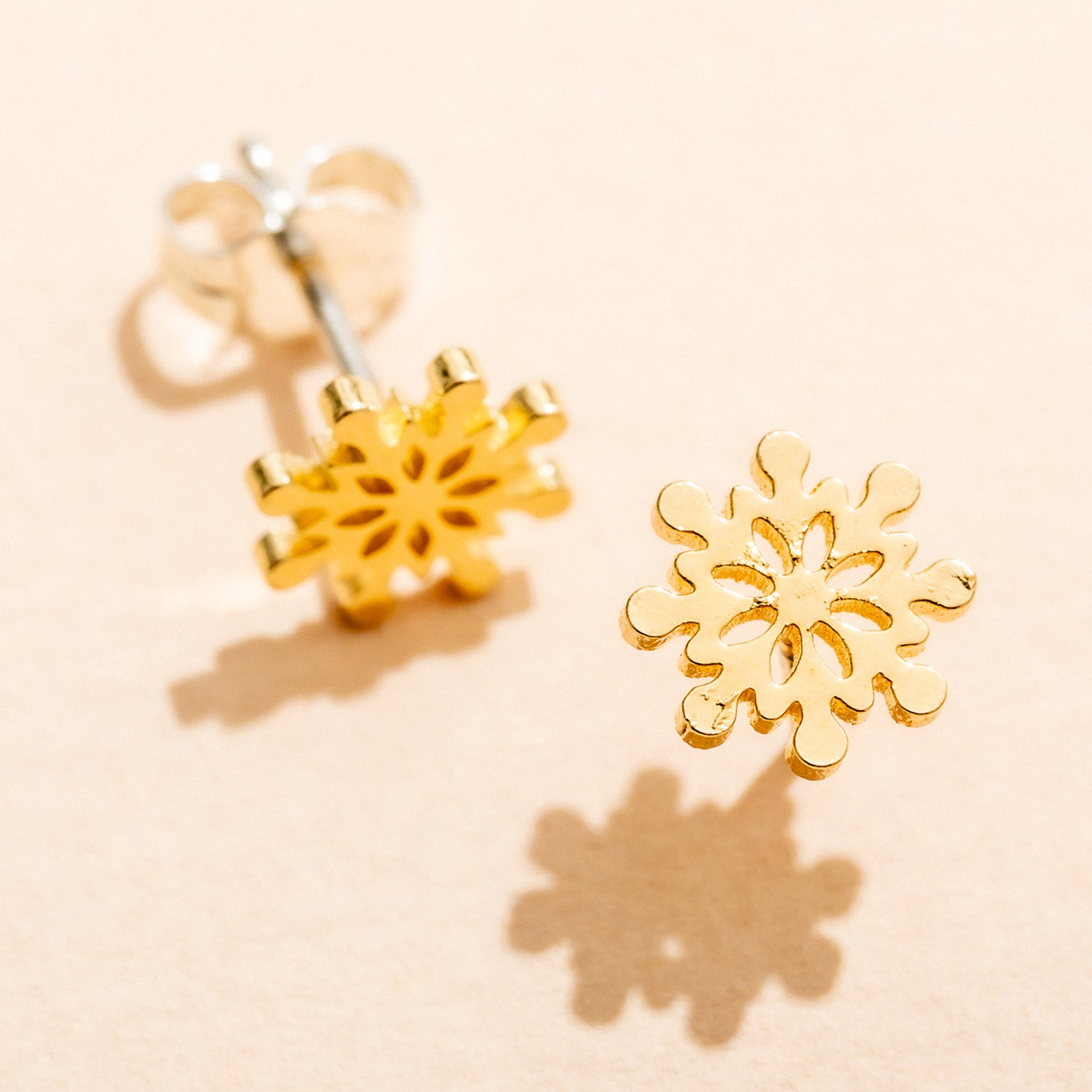 Snowflake Studs | Gold Plated Winter Earrings | Larissa Loden