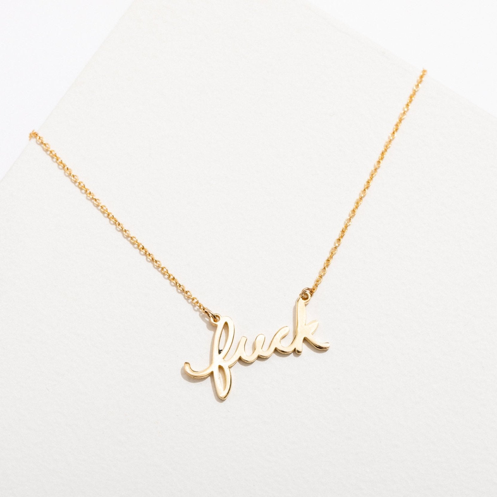 Fuck Necklace | 14k Gold Plated Cursive Swear Jewelry | Larissa Loden